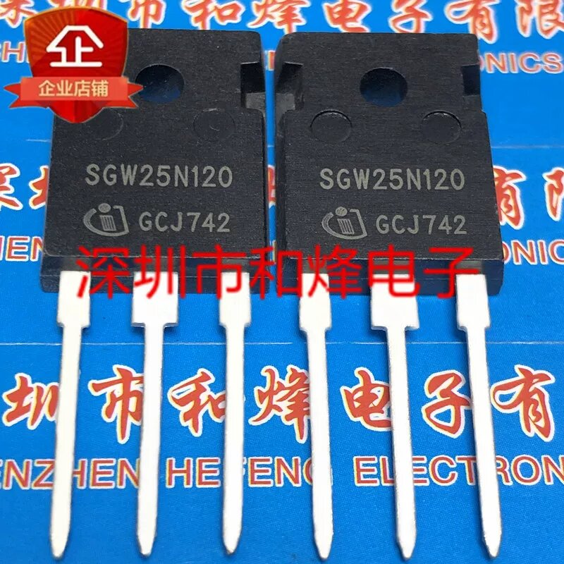 SGW25N120,2шт./лот,1200В 25А IGBT‑транзистор TO‑247, для ремонта инверторов, сварочных аппаратов, мощных блоков питания