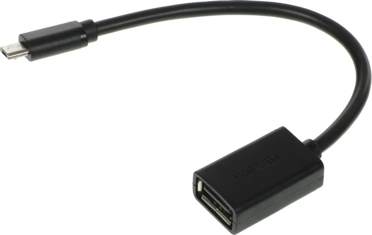 Кабель UGREEN US133, micro USB (m) - USB (f), 0.15м, черный