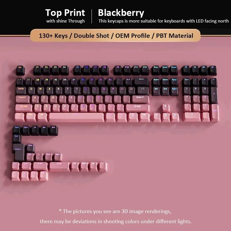 Розовые кейкапы BlackBerry для механической клавиатуры 130+