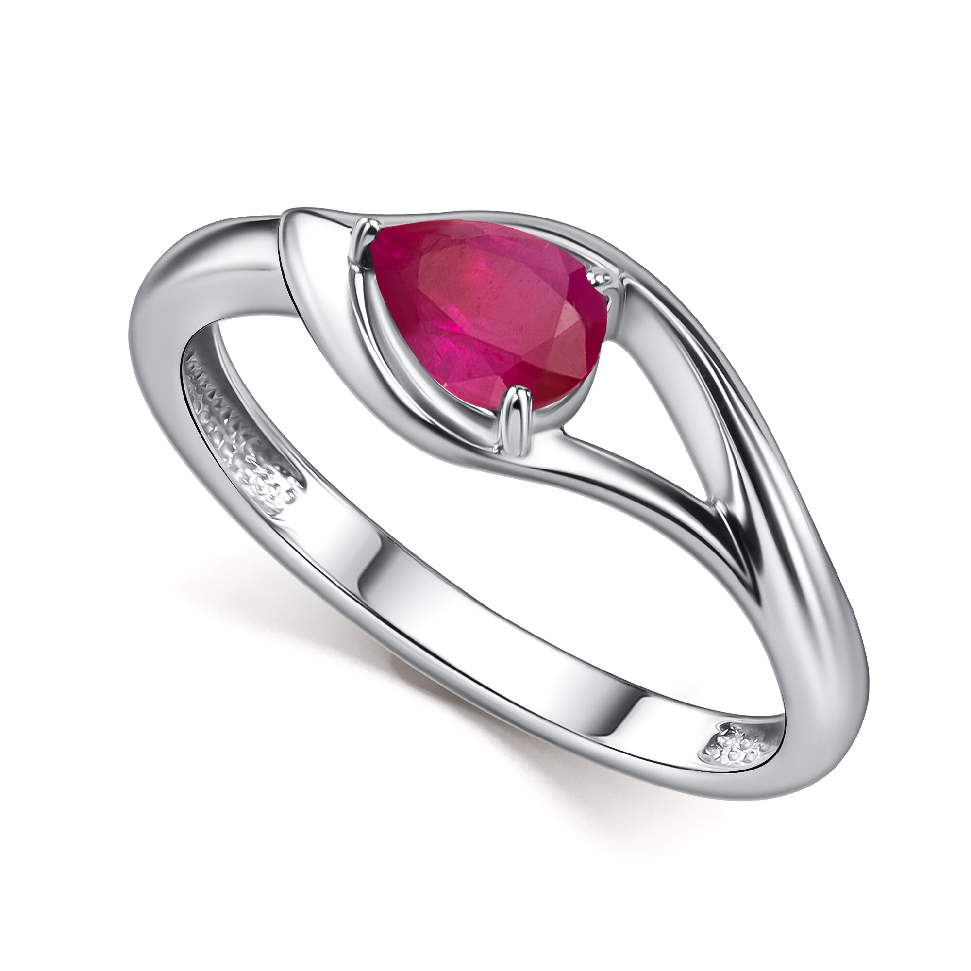 Кольцо Diamant online, серебро, 925 проба, родирование, рубин