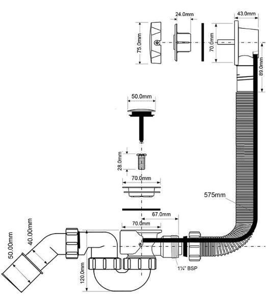 Душевой лоток, трап McAlpine MRB2C-PB