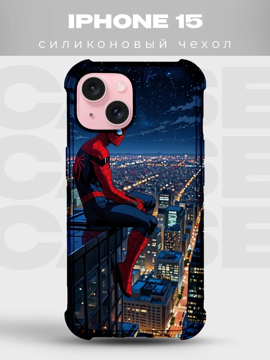 Чехол на iPhone 15 Человек-паук spiderman комикс spider man