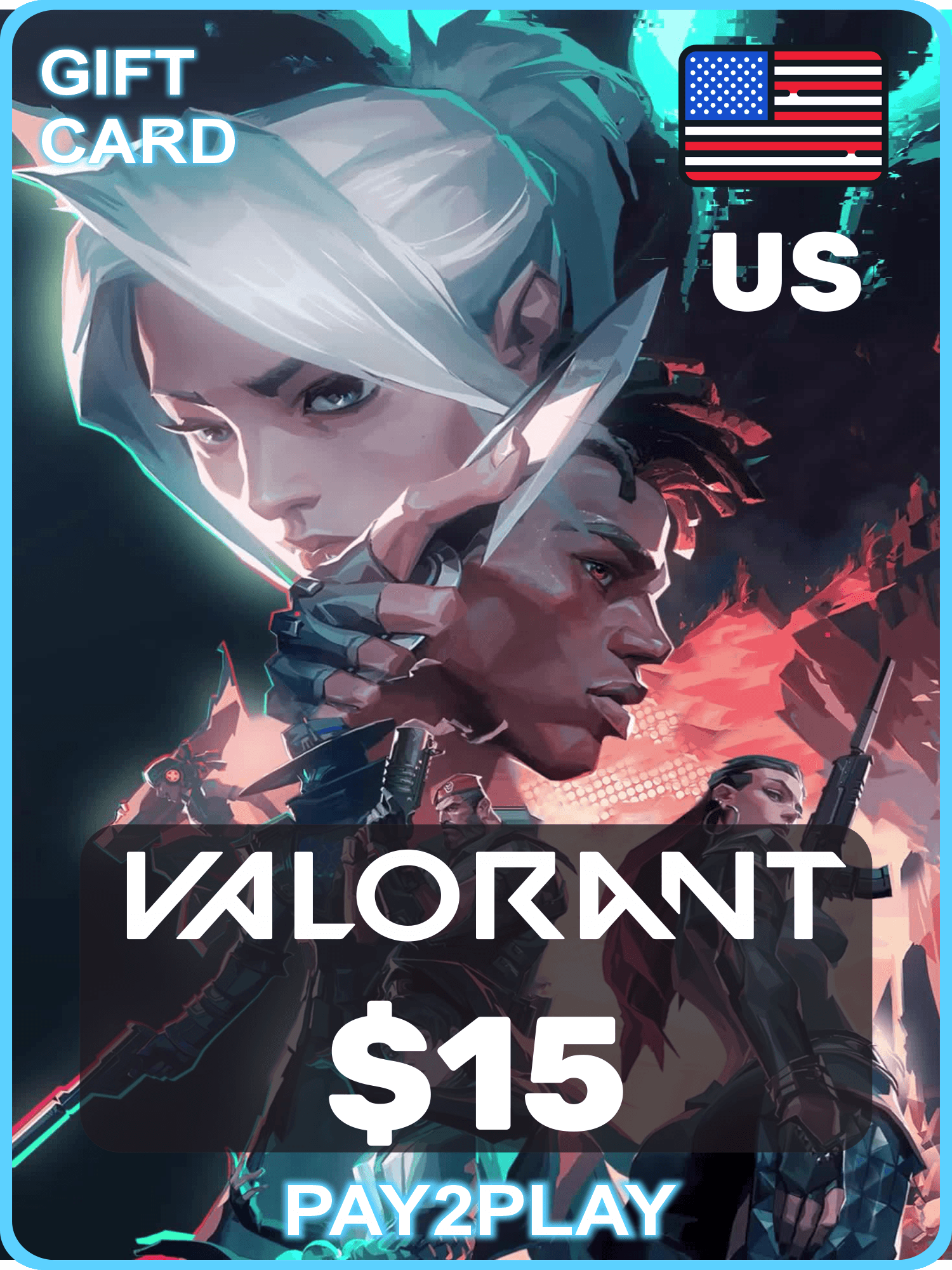 Подарочная карта Valorant $15, США / цифровой код / Valorant Gift Card United States, $15