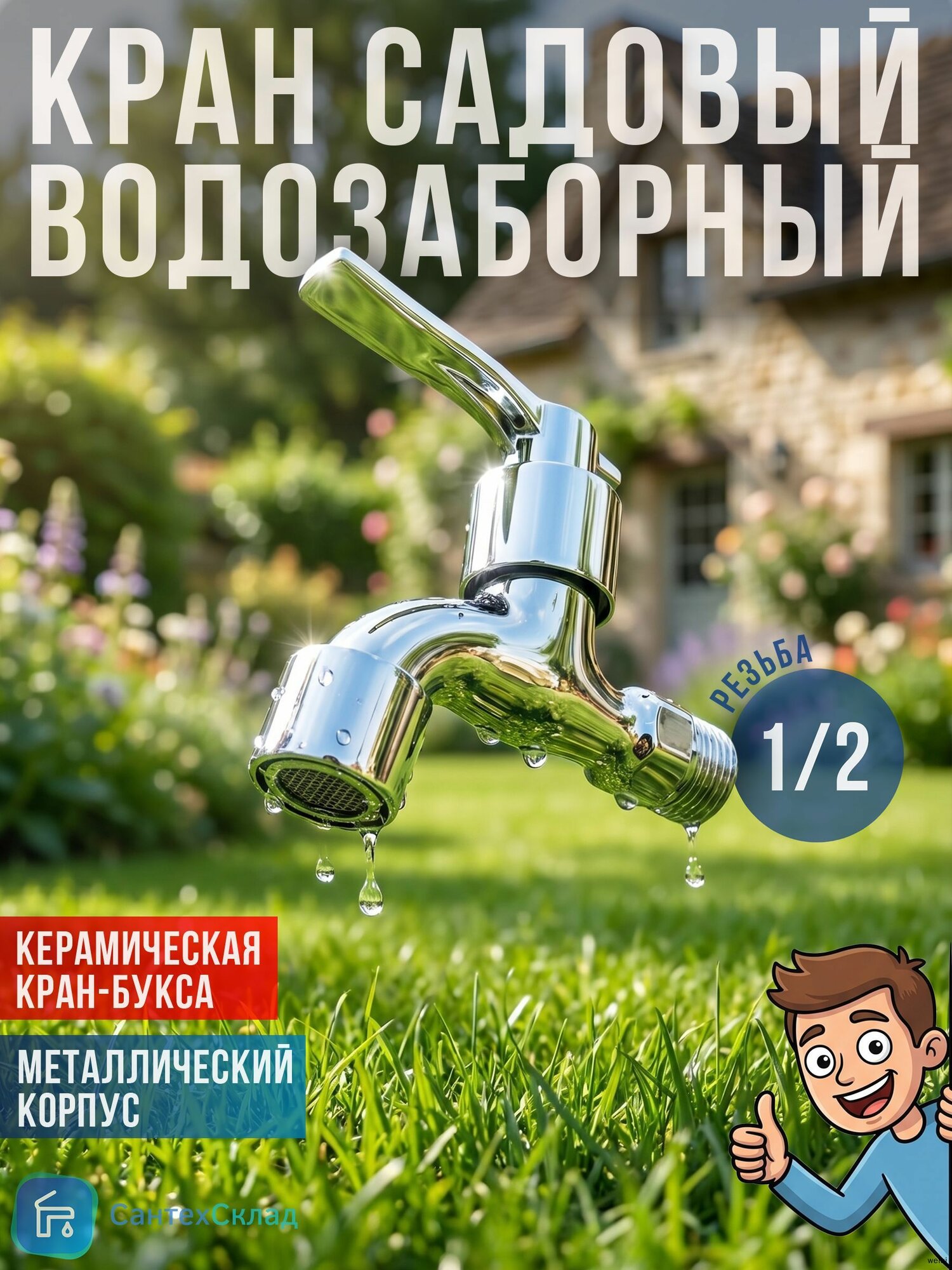 Кран водозаборный с аэратором 1/2