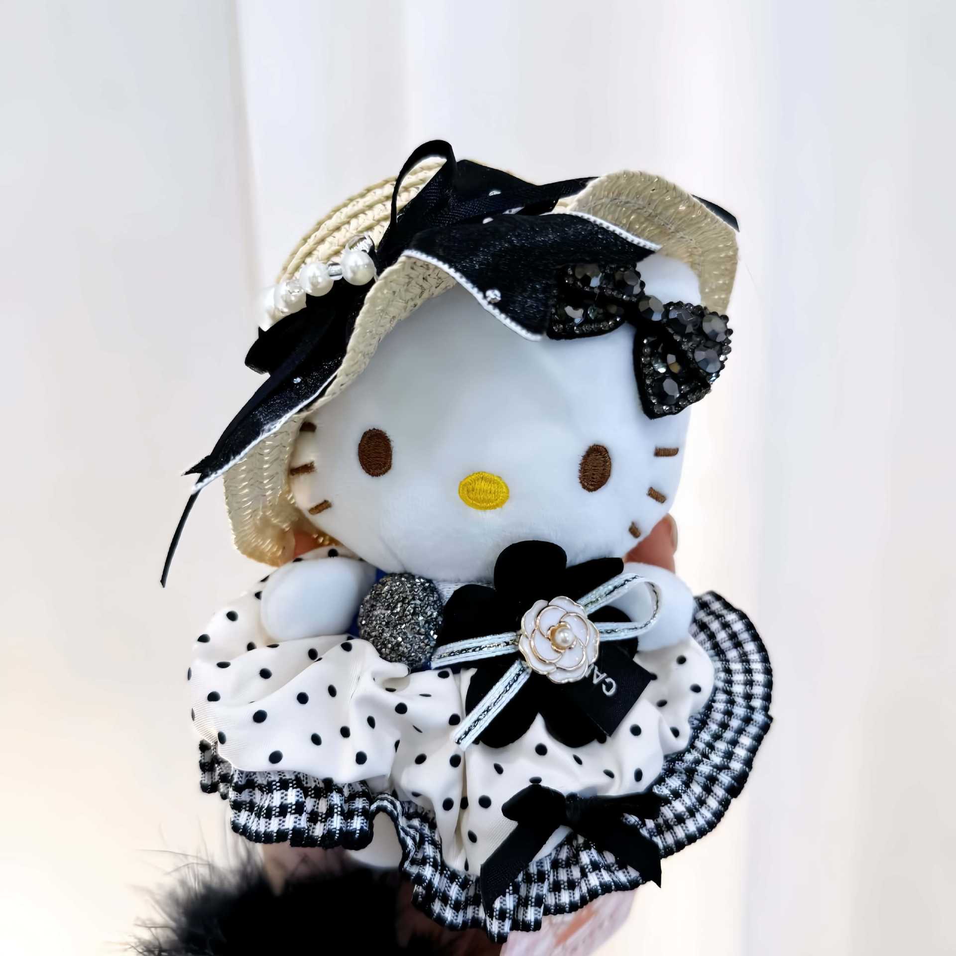 Оригинальная плюшевая Hello Kitty 4 дюйма 10-12 см брелок игрушка с биркой и защитой от подделок Дамочка