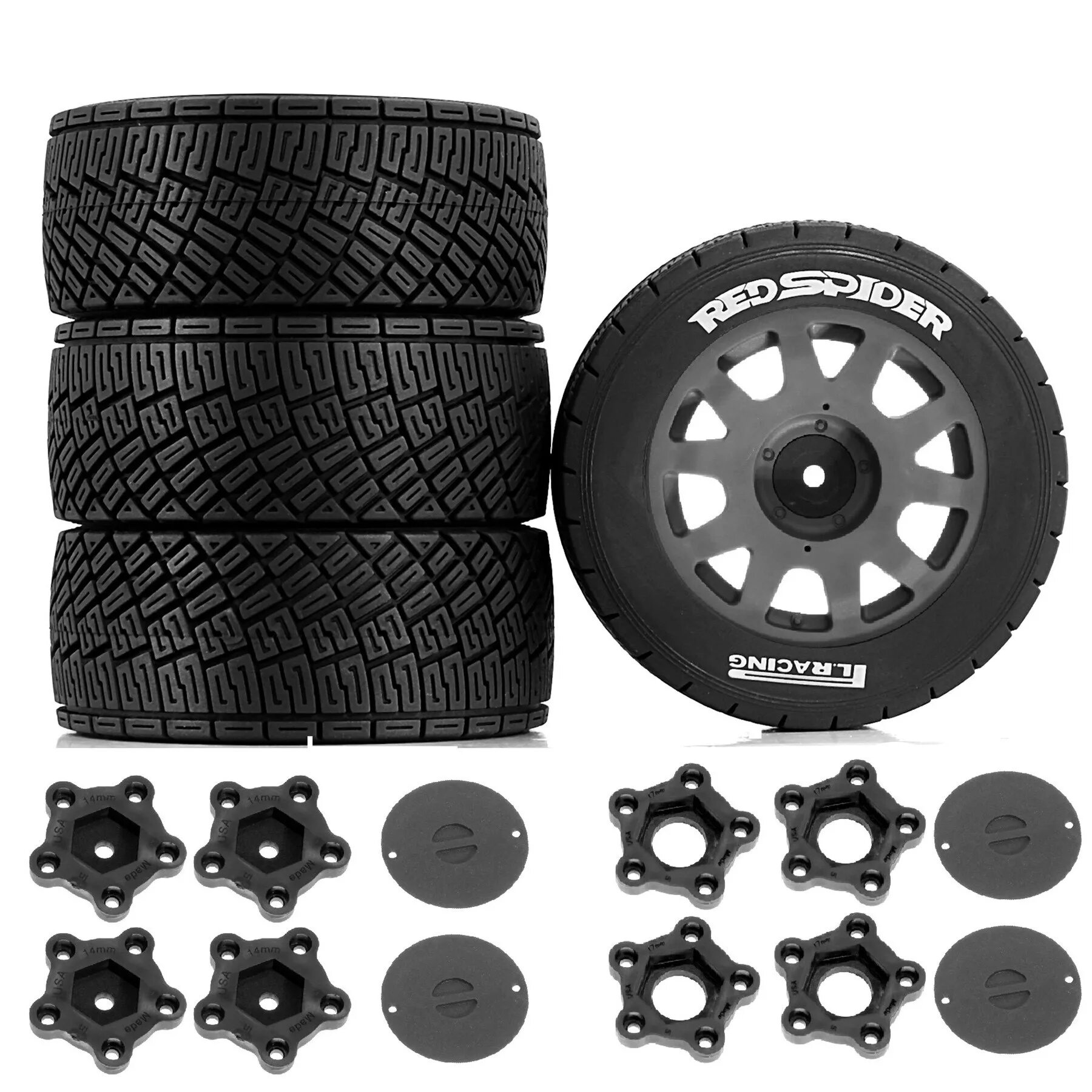 Колеса и шины WRC Rally 12 14 17 мм для RC Cars 1/7 1/8 1/10 4pcs titanium