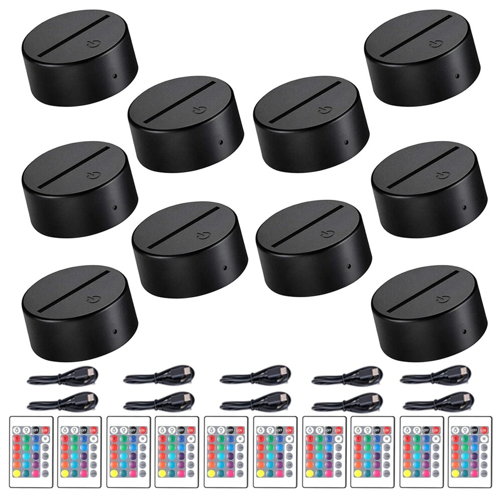 Набор подставок для 3D LED ламп ABS пластик 10 шт Черный, black