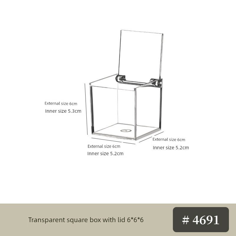Квадратная акриловая коробка с флип-топом 6x6 см для офиса, 3 шт