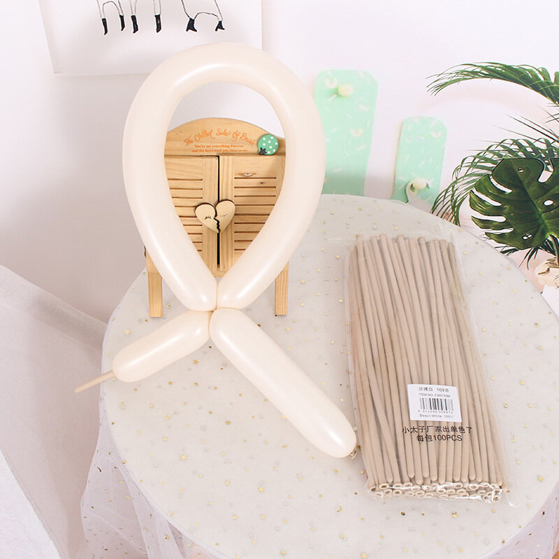 Толстые однотонные шары Small Prince 100 шт. в песочно-белом цвете с магическим переплетением для вечеринок