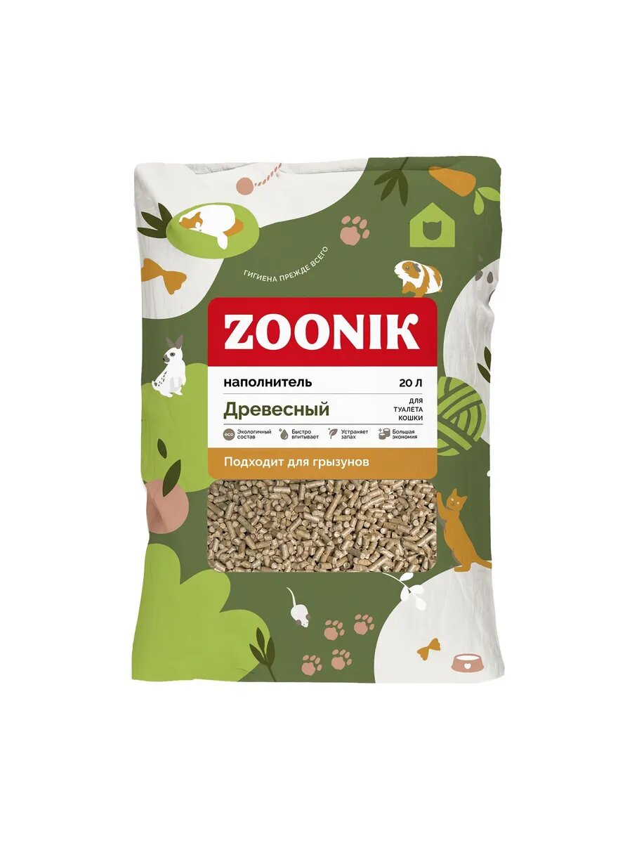 ZOONIK Наполнитель древесный 20л