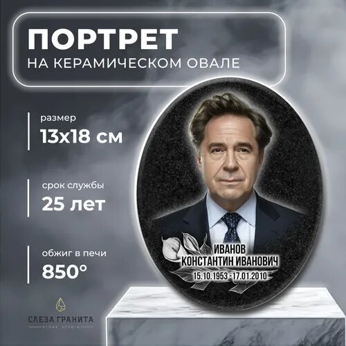 Керамический овал 13х18 с фото на крест