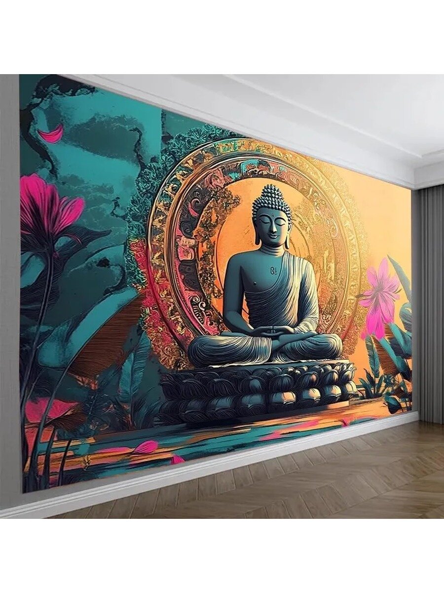 Гобелен с изображением Будды в медитации, 180x230 см, полиэстер, без рамы