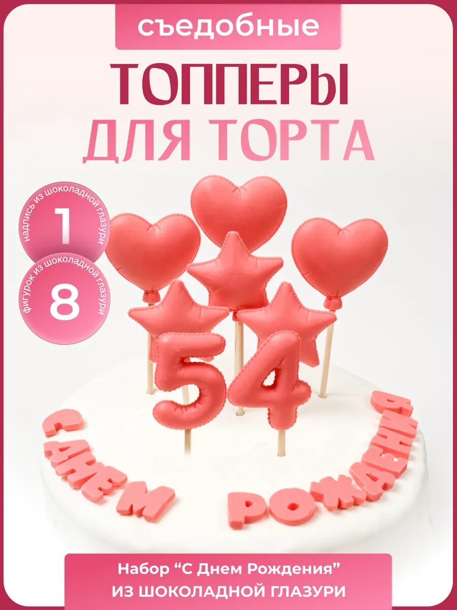 Топпер с днем рождения. Цифра 54