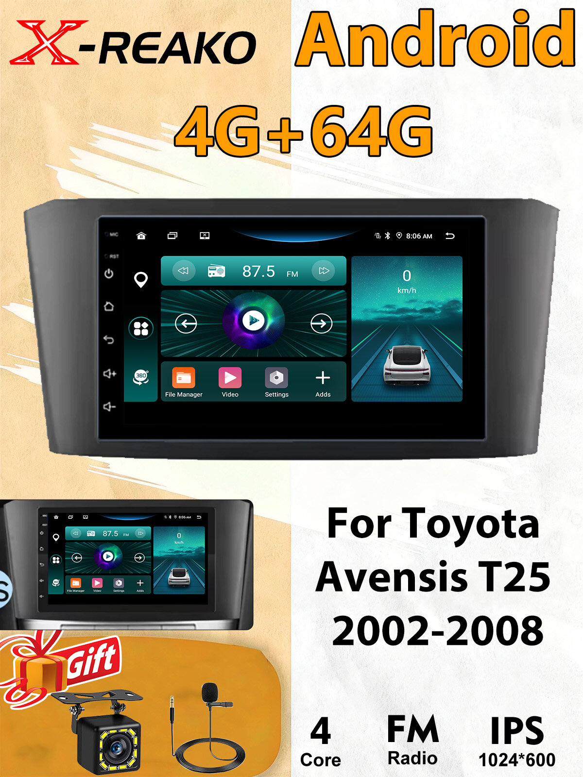 Магнитола для Toyota Avensis T250/ Тойота Авенсис Т250 2003-2009 Андроид RWT Carplay