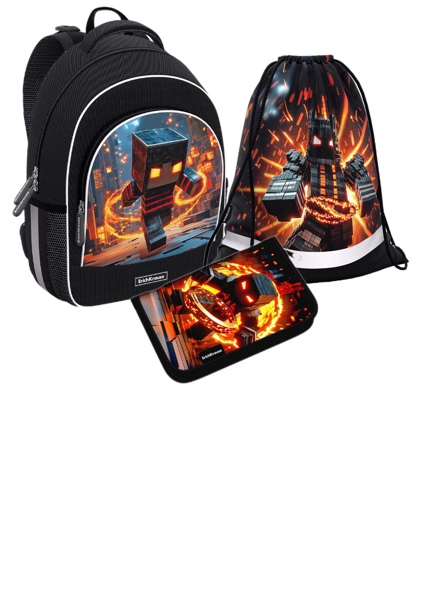 Школьный рюкзак с грудной перемычкой ErichKrause ErgoLine® 15L Mine Block 64925/3