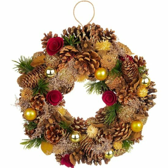 Новогоднее украшение венок Elan Gallery Зимняя сказка 34х34х8 см, с петелькой для подвешивания, круг