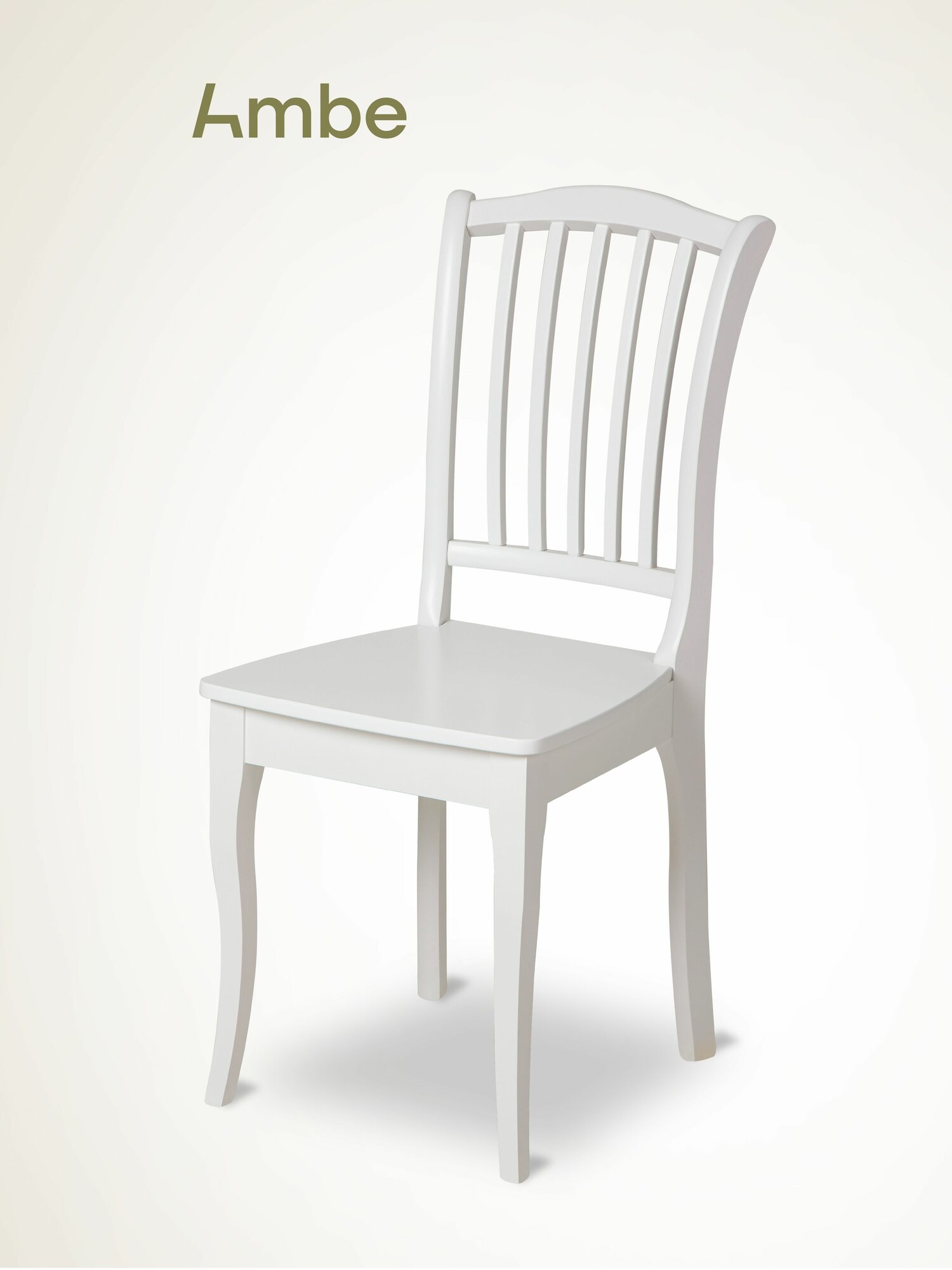 Стул кухонный Ambe Элин, деревянный со спинкой, с жестким сиденьем, Белый