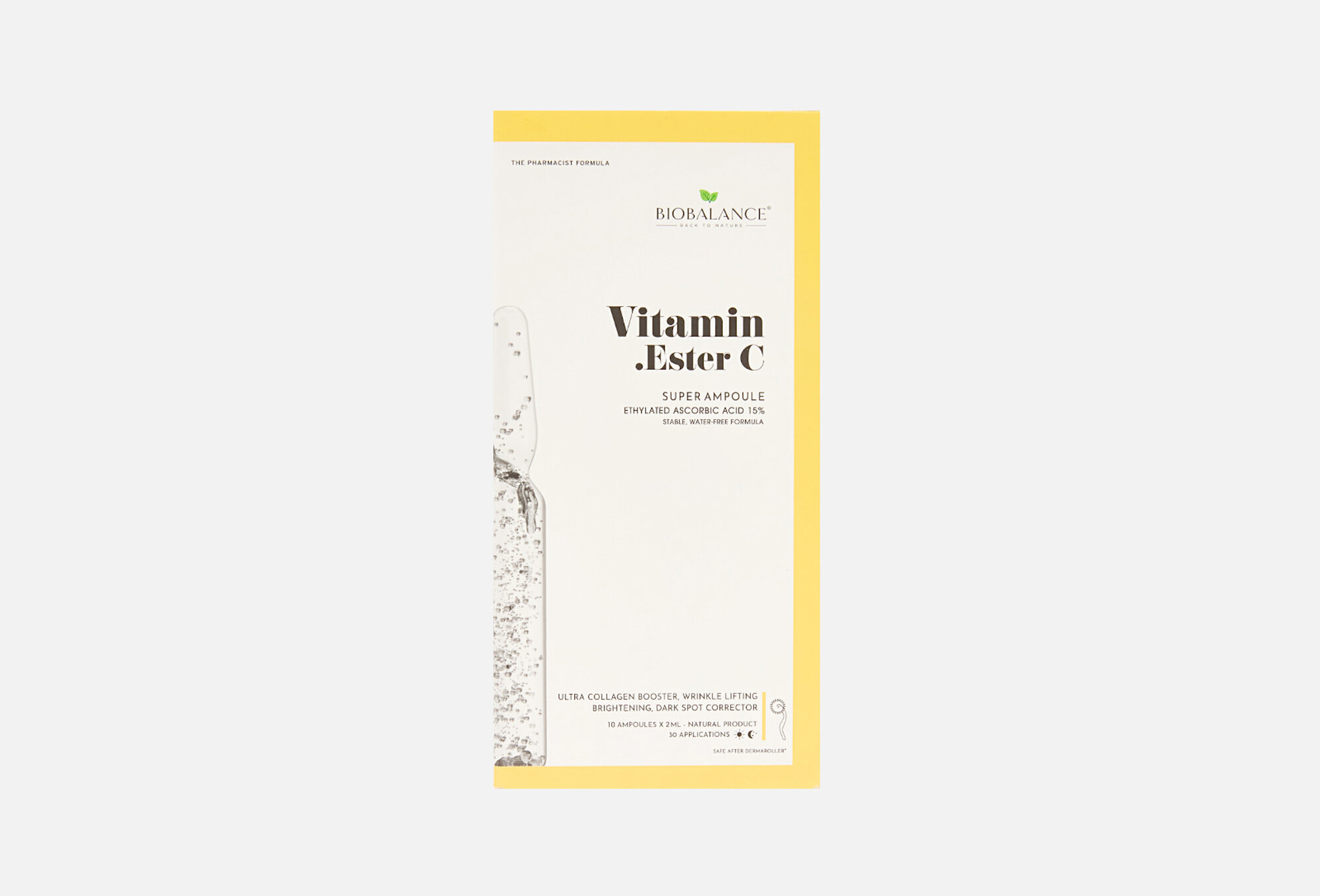 Ампулы для сияния кожи с витамином С BIOBALANCE VITAMIN C ESTER ETHYLATED ASCORBIC ACID 15% 20 мл