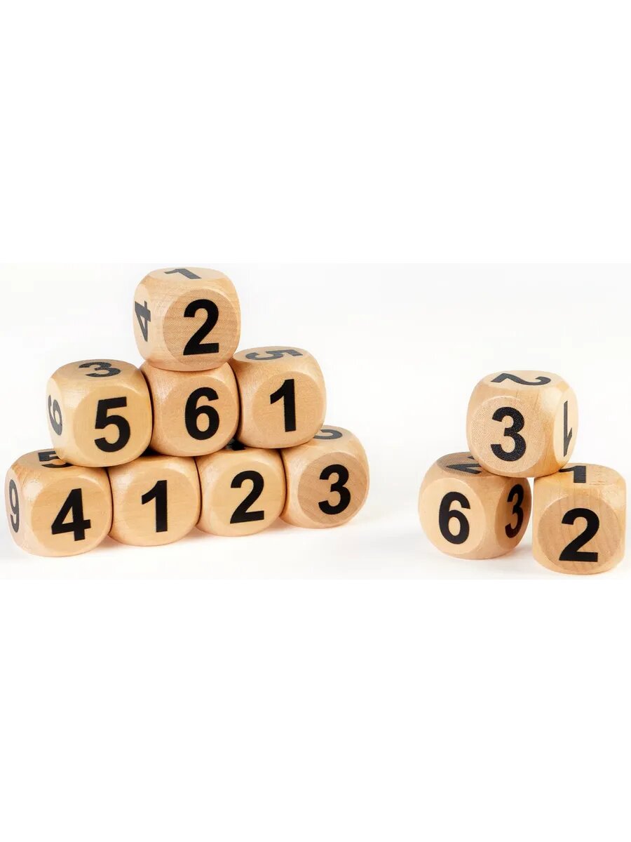 Кости игральные, деревянные, набор 30 шт, 3х3 см