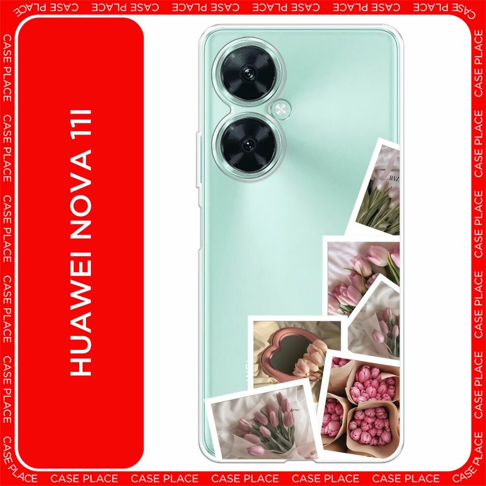 Чехол на Huawei Nova 11i / Хуавей Нова 11i с принтом "Весенние фото - 8 марта", прозрачный