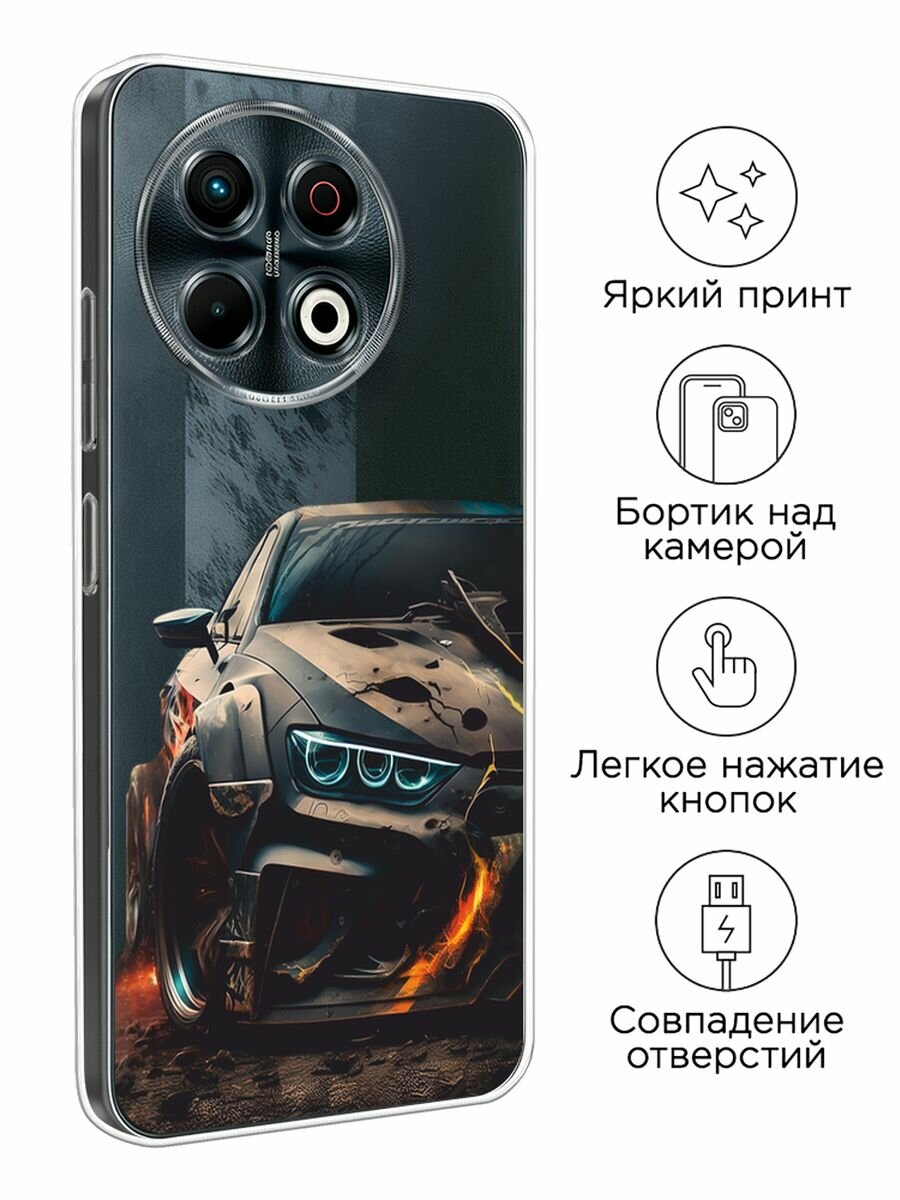 Чехол на Tecno Spark 30 Pro / Текно Спарк 30 Про с принтом "На износ", прозрачный — фото 1