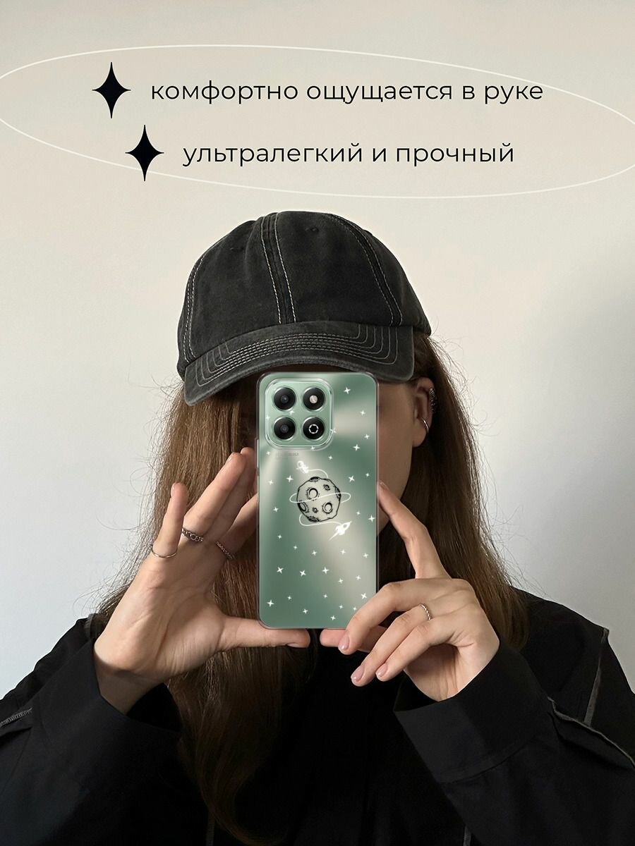 Чехол на Honor X6b / Хонор X6b с принтом "Полет вокруг луны", прозрачный — фото 1