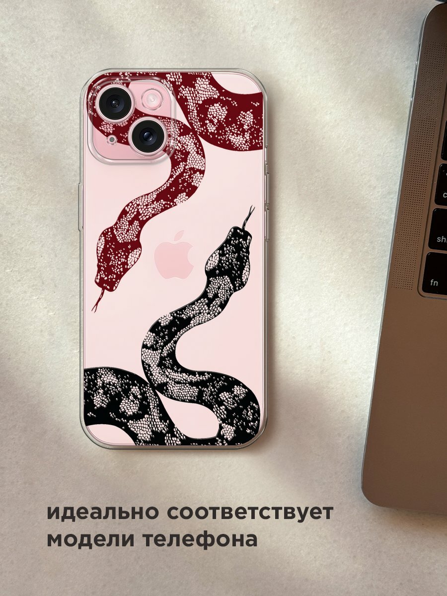Чехол на Apple iPhone 15 / Айфон 15 с принтом "Силуэты змей 8" — фото 1