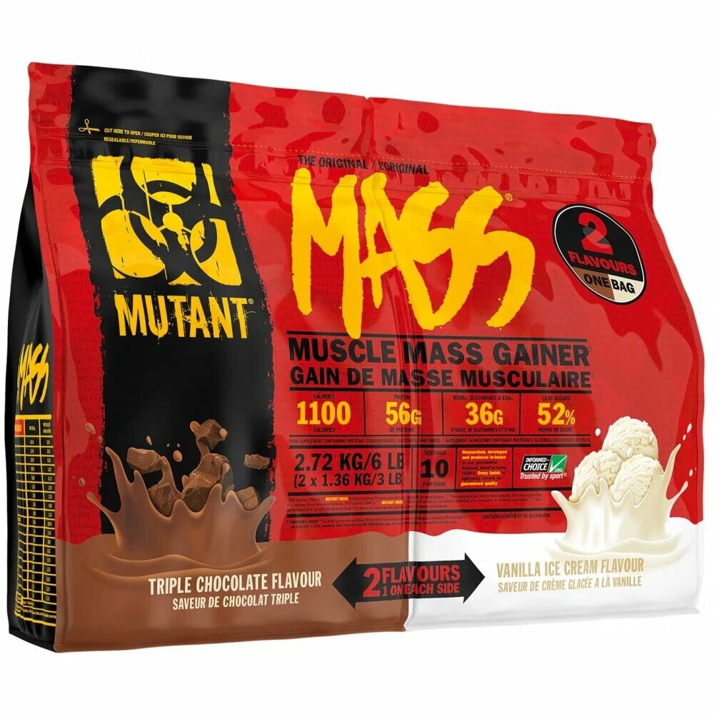 Гейнер Mutant для набора массы Тройной шоколад и Ванильное мороженое 2720 грамм