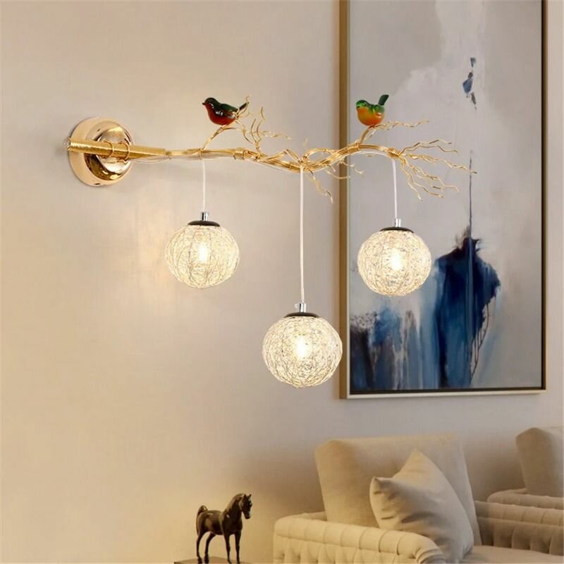 LED Бра "Птичка на Ветке" - Декоративный Светильник для Спальни и Гостиной