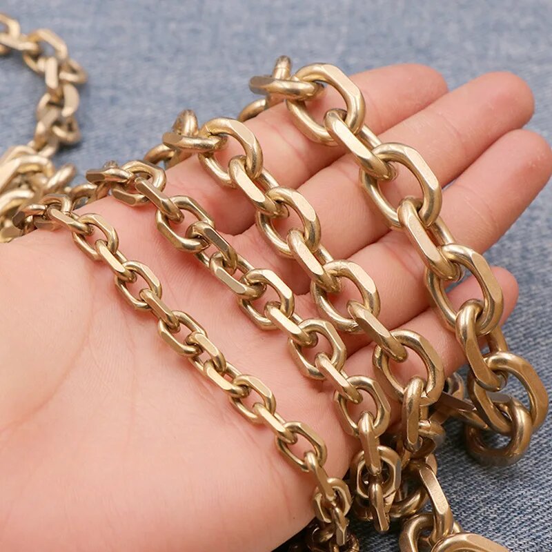 50/100 см однотонная латунная цепочка для брюк для мужчин, пряжки для ремней, женские цепочки для кошелька, брюки, пояс, джинсы, поводок для собак, петли, аксессуары