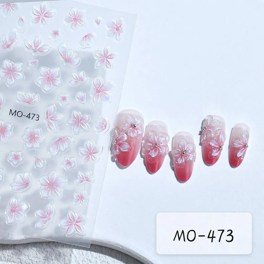 Наклейки на ногти MO-473, розовый, Rose Red