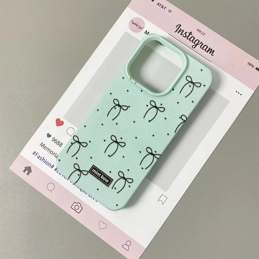 Чехол для телефона с бантиком и черной биркой для iPhone 17, 16, 14 Pro Max, green3, For iphone 11