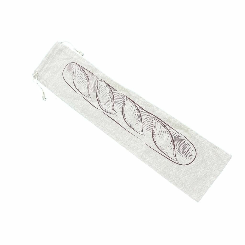 Льняная сумка для хлеба на шнурке-Лен 15х66см