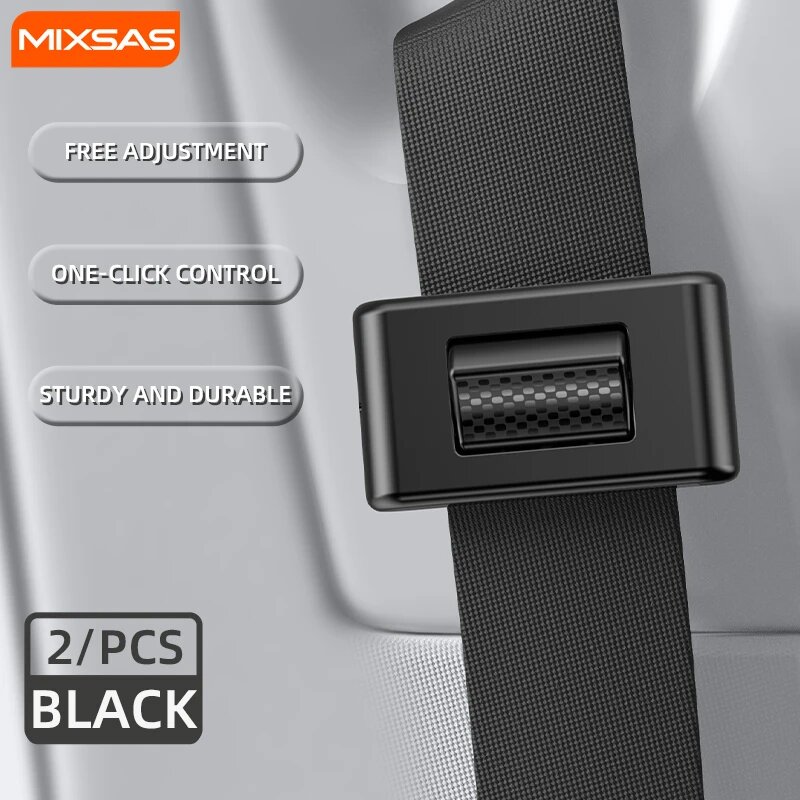MIXSAS Recommen автомобильный ремень безопасности ограничитель зажима 1/2 шт. держатель ремня безопасности портативный противоскользящий крепежный зажим безопасности для всех автомобилей black 2pcs