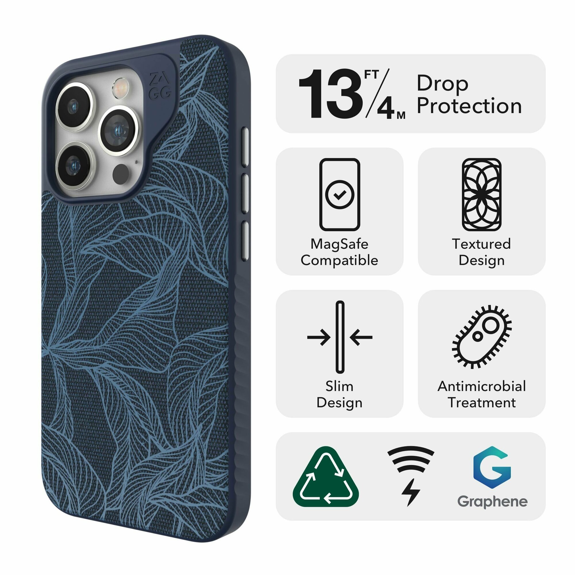 Чехол для iPhone 15 Pro (6.1") ZAGG London Navy SNAP Case с магнитом для MagSafe синий