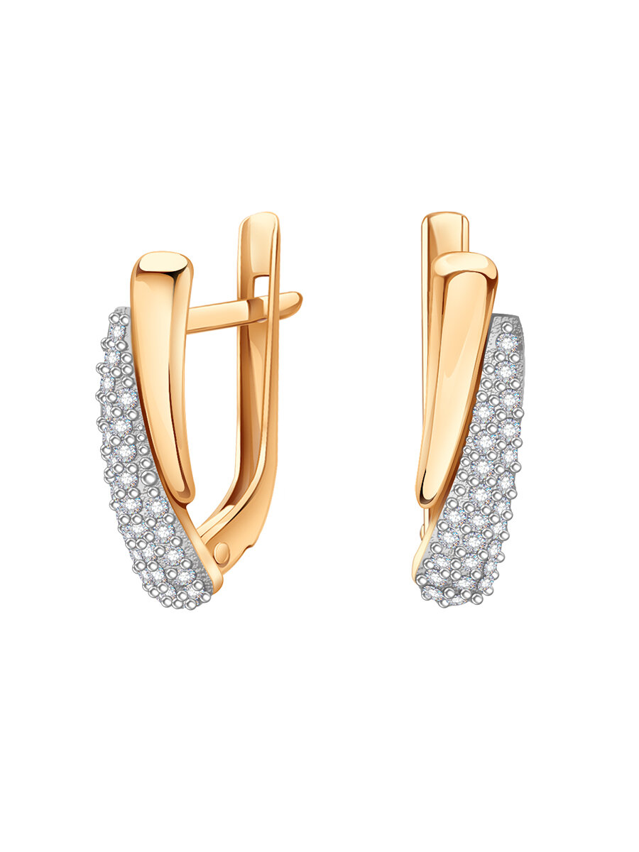Серьги POKROVSKY, красное золото, 585 проба, фианит