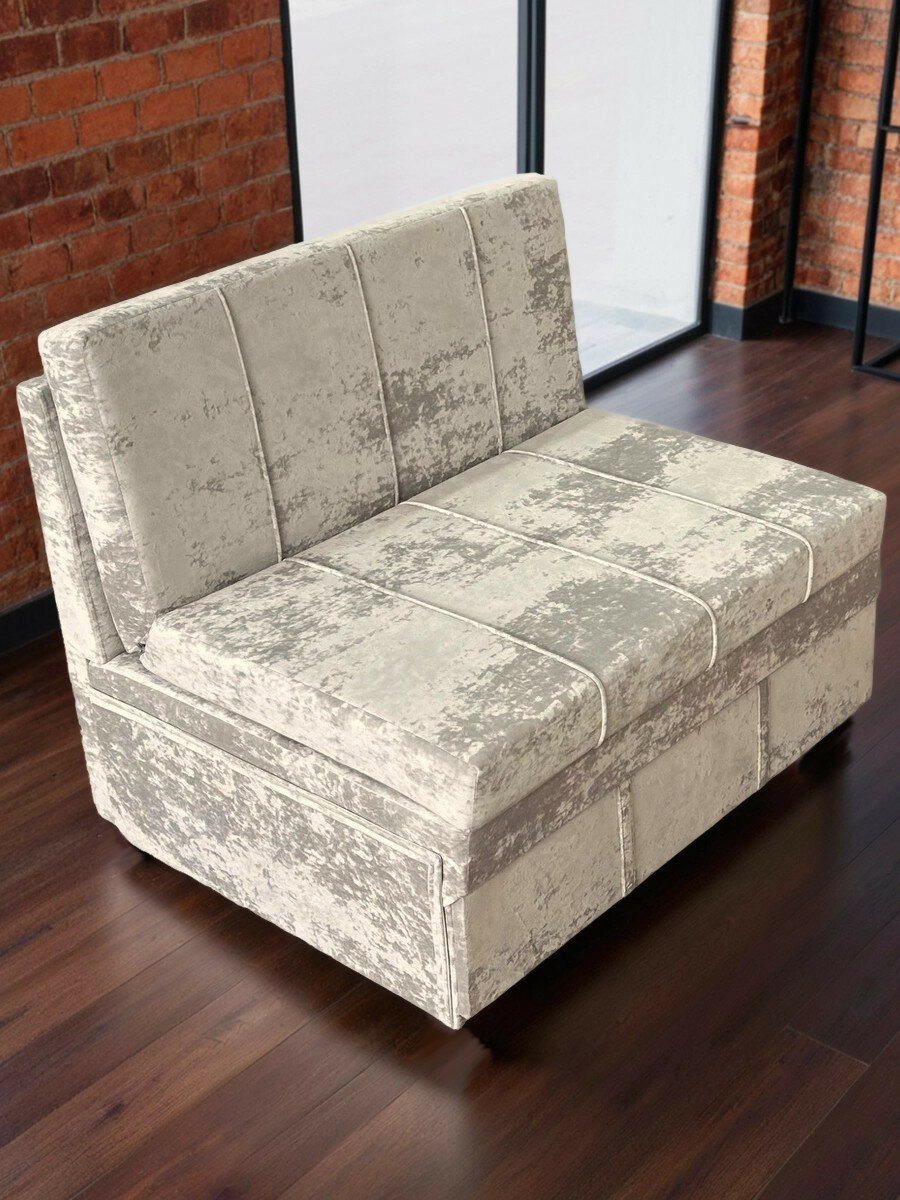 Диван-кровать "Престиж 90", без подлокотников, выкатной, с ящиком для белья, велюр, темно-бежевый