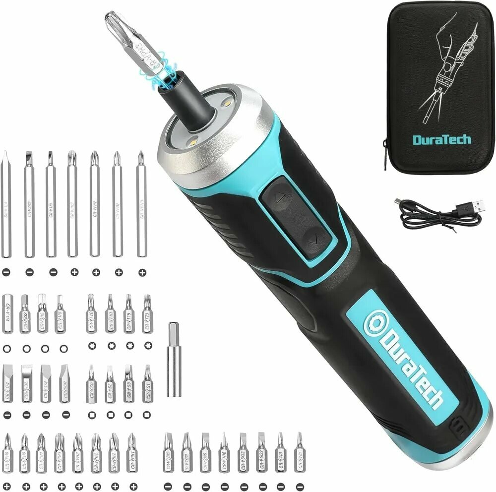 DURATECH Отвертка аккумуляторная 3,6В , мощная 41в1, для точных работ магнитная, С USB зарядкой