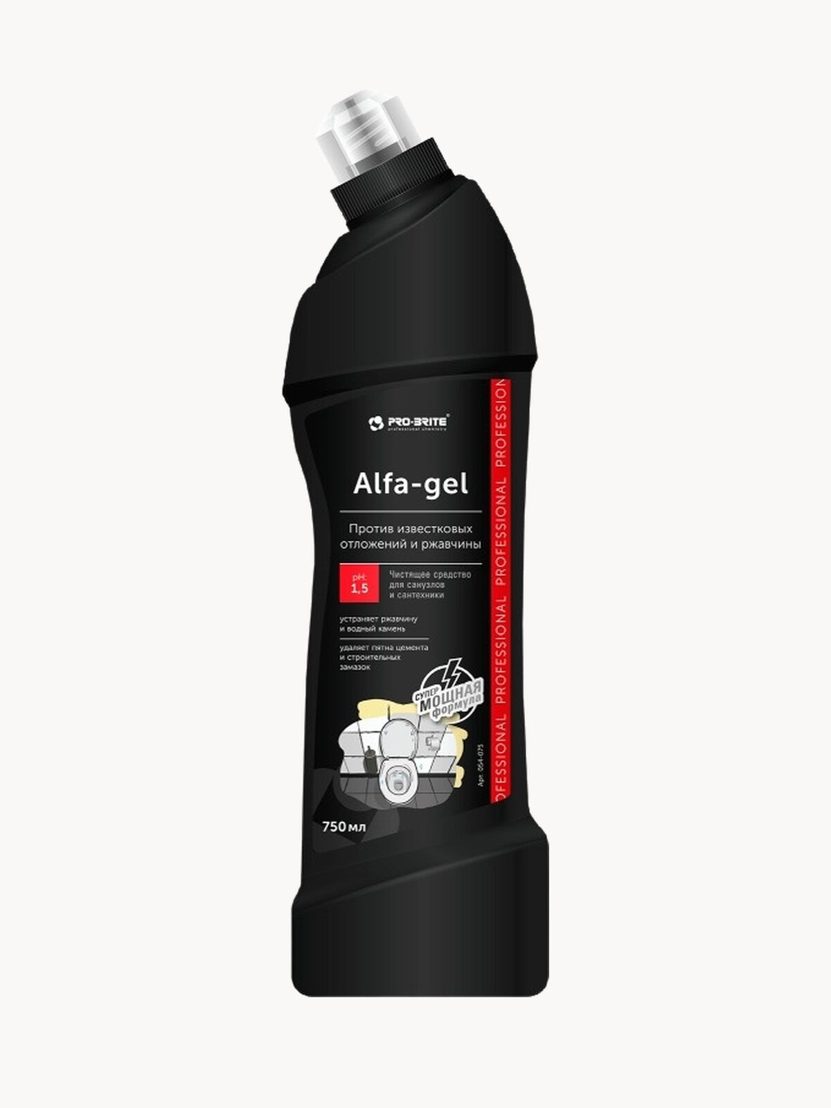 Сильнокислотное чистящее средство PRO-BRITE ALFA-GEL, 750 мл, от ржавчины и известкового налета, профессиональное.