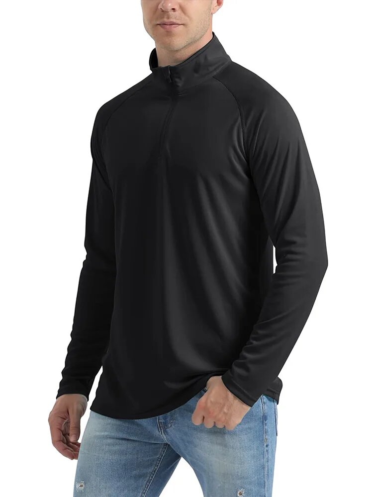 Мужская черная футболка с рукавом 1/2 на молнии, UPF 50+, CN 2XL (US XL)