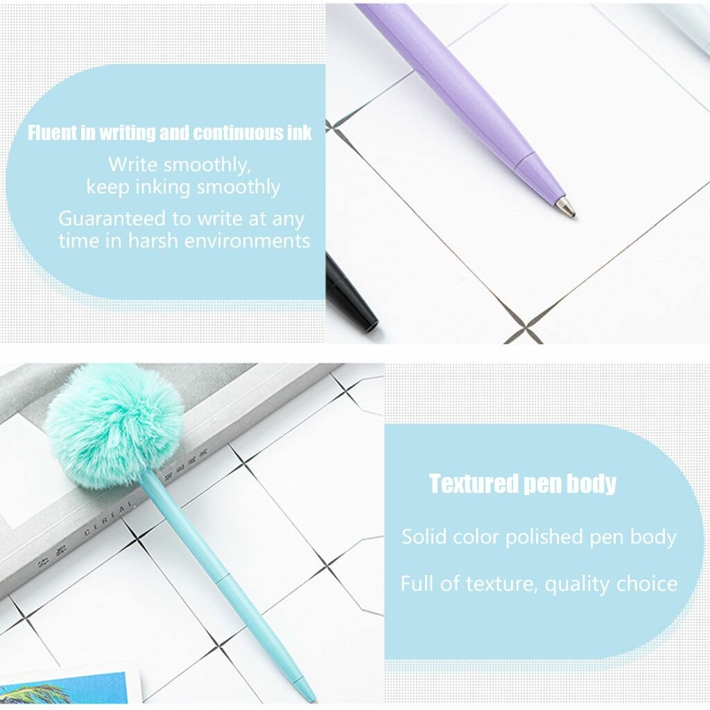 Канцтовары, Креативная металлическая ручка с помпоном - розовая, 1 штука