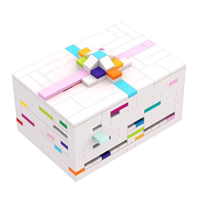 Строительные блоки MOC, совместимые с креативной рождественской подарочной картой LEGO, белая коробка-пазл, строительный блок-пазл, подарок