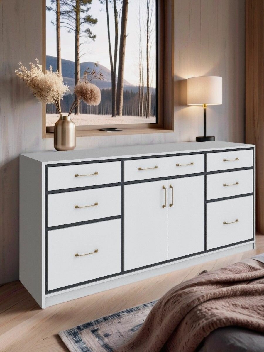 Комод Micon Клео, 7 ящиков, ЛДСП, белый, универсальный для любого интерьера