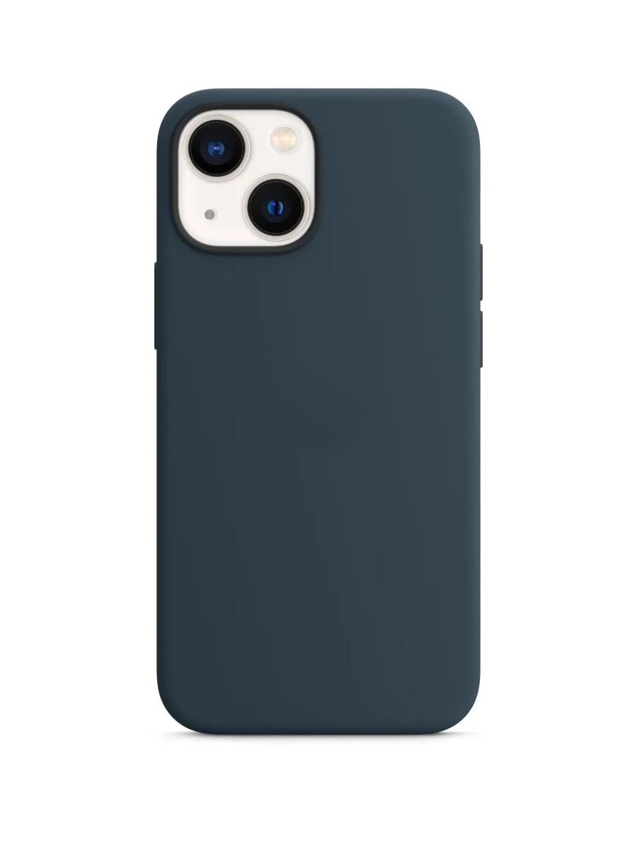 Чехол силиконовый Магсейф для iPhone 13 Mini Abyss Blue с анимацией NFC, Silicone case Магсейф для айфон 13 мини - Темно-синий