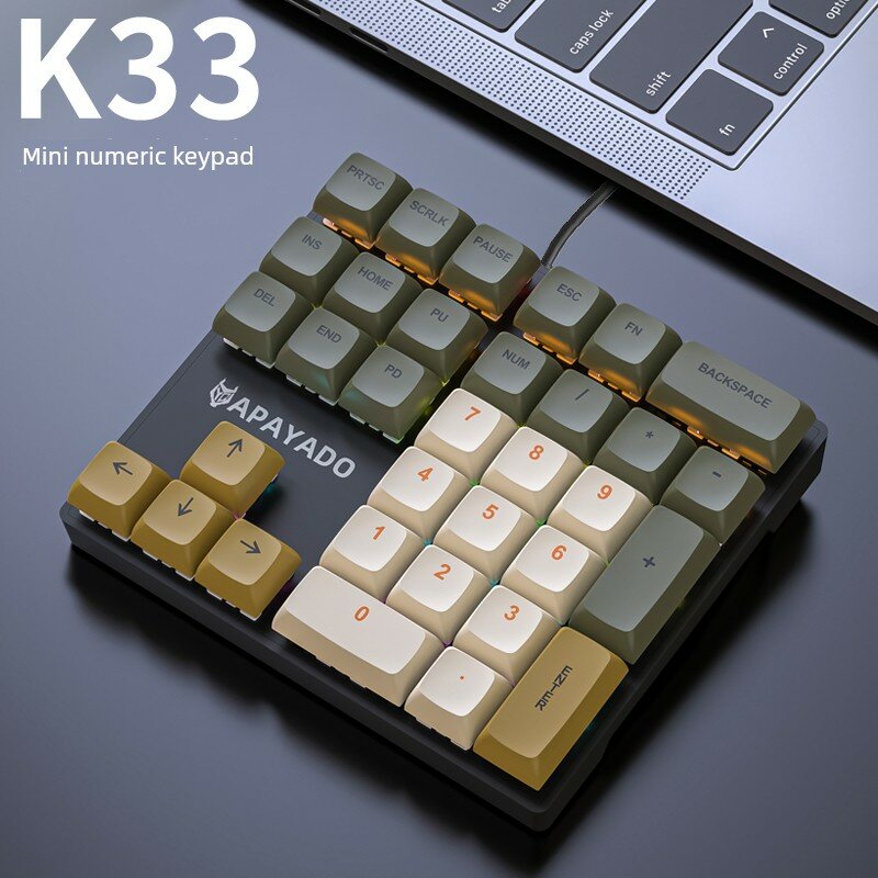 33-клавишная механическая цифровая клавиатура, проводная, с синими и красными переключателями, для финансового учета,