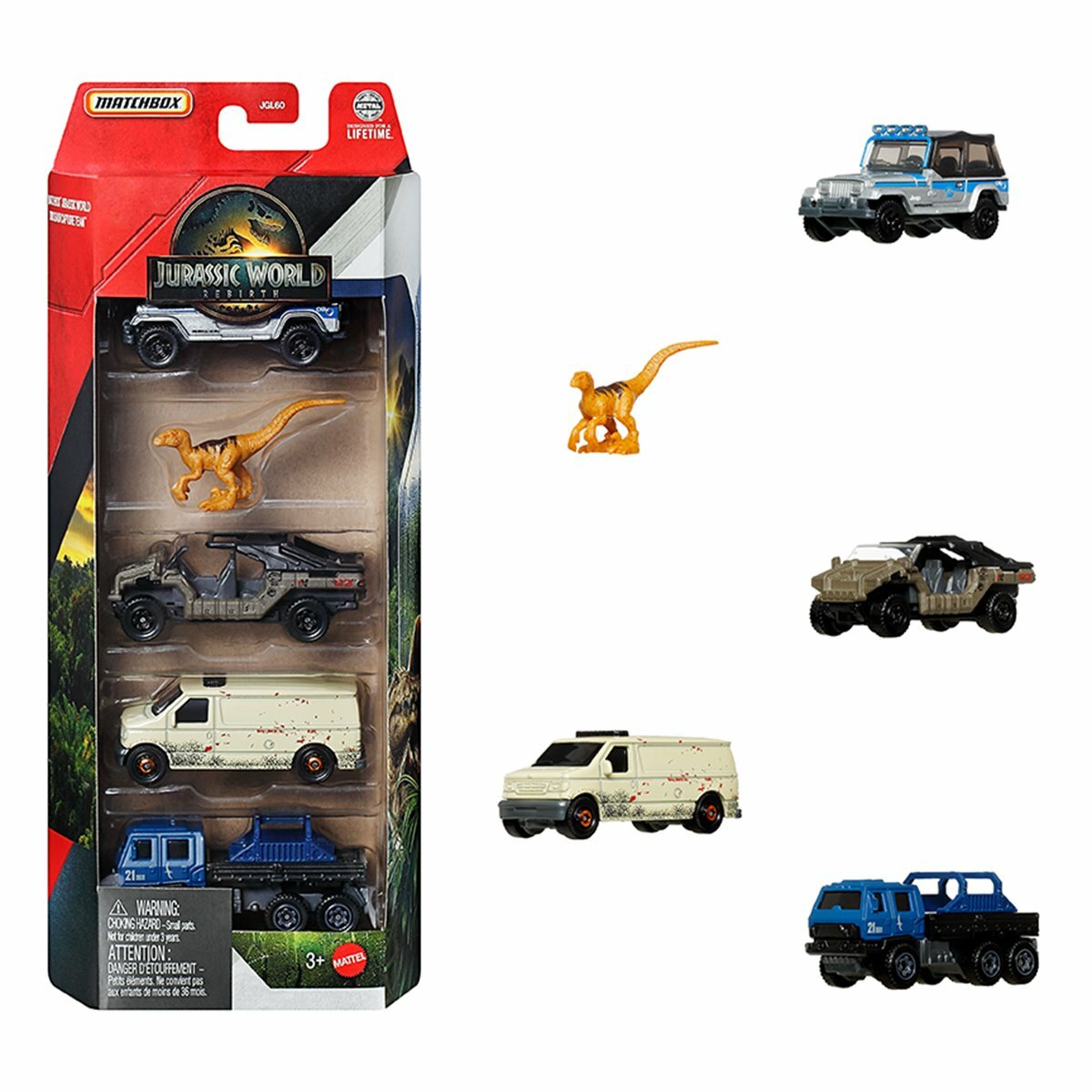 Подарочный набор Hot Wheels Jurassic World / Хот Вилс машинки 5 шт, JGL60