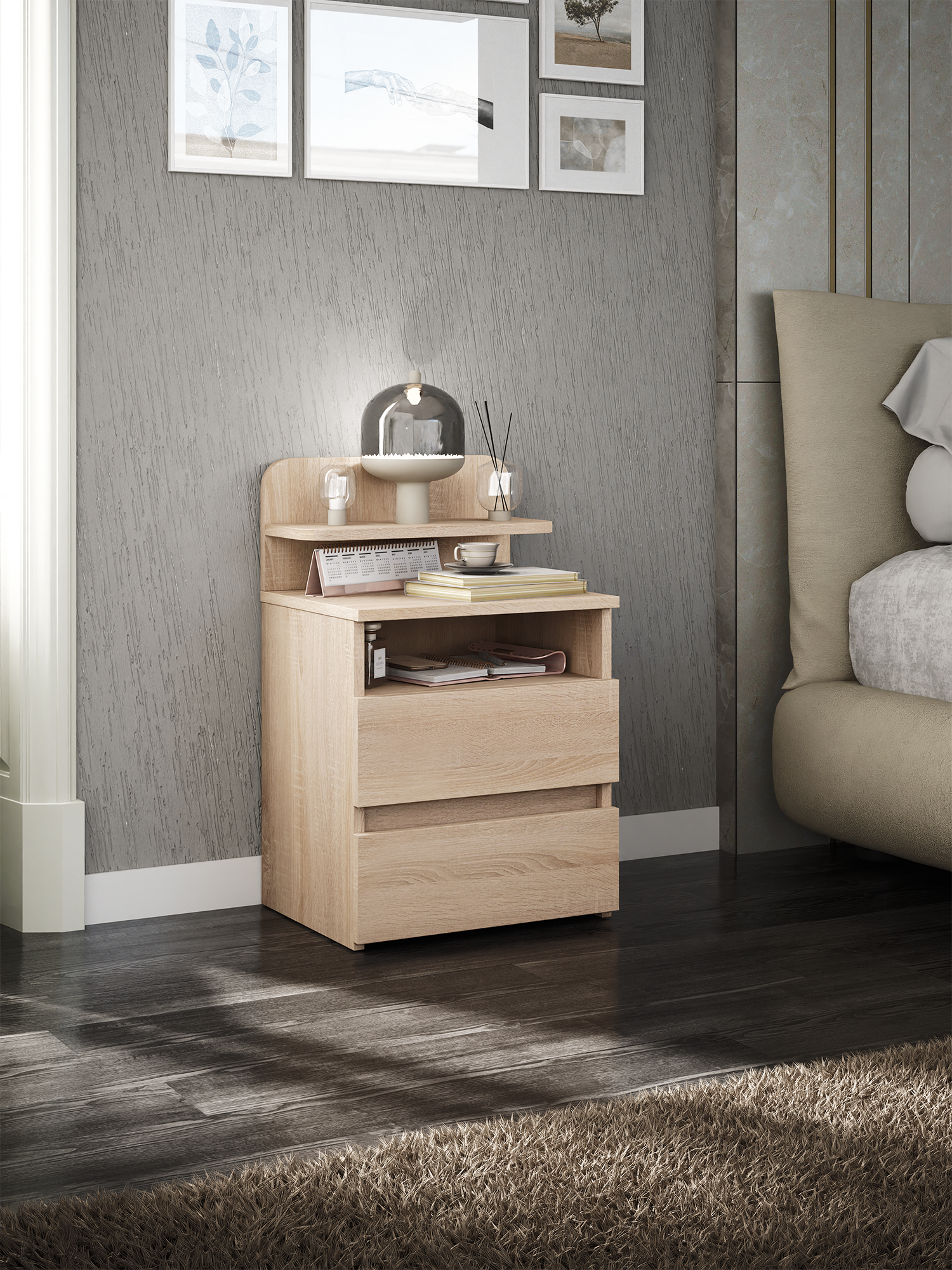 Тумба MFMaster Vitto-107, дуб сонома, ЛДСП, с ящиками, в прихожую, офисная