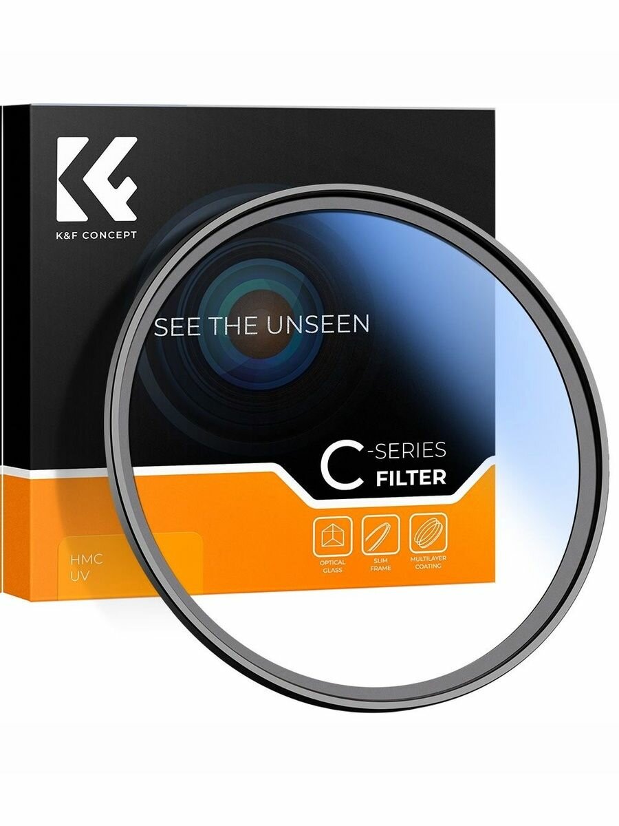 Ультрафиолетовый светофильтр 43 мм, UV защитный фильтр для объектива , K&F Concept Blue coat MCUV