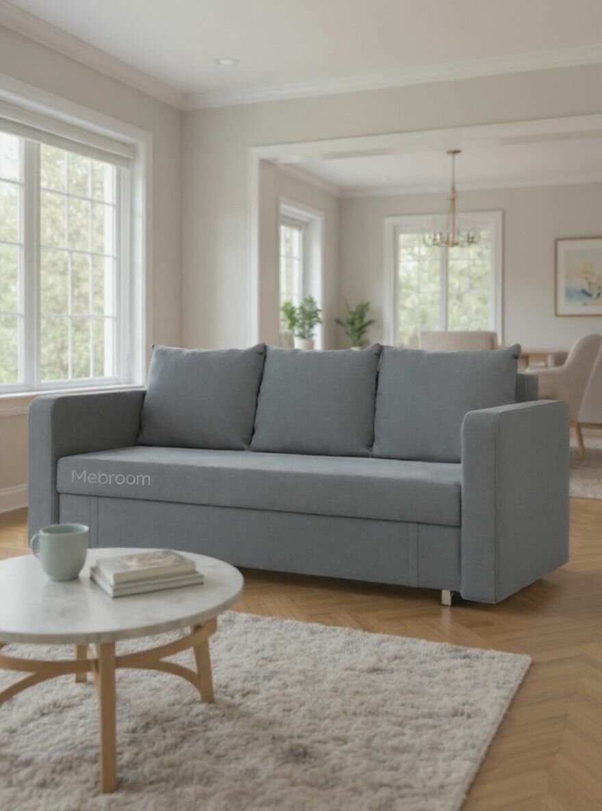 Диван-кровать прямой раскладной "Каприз" с ящиком для белья, велюр