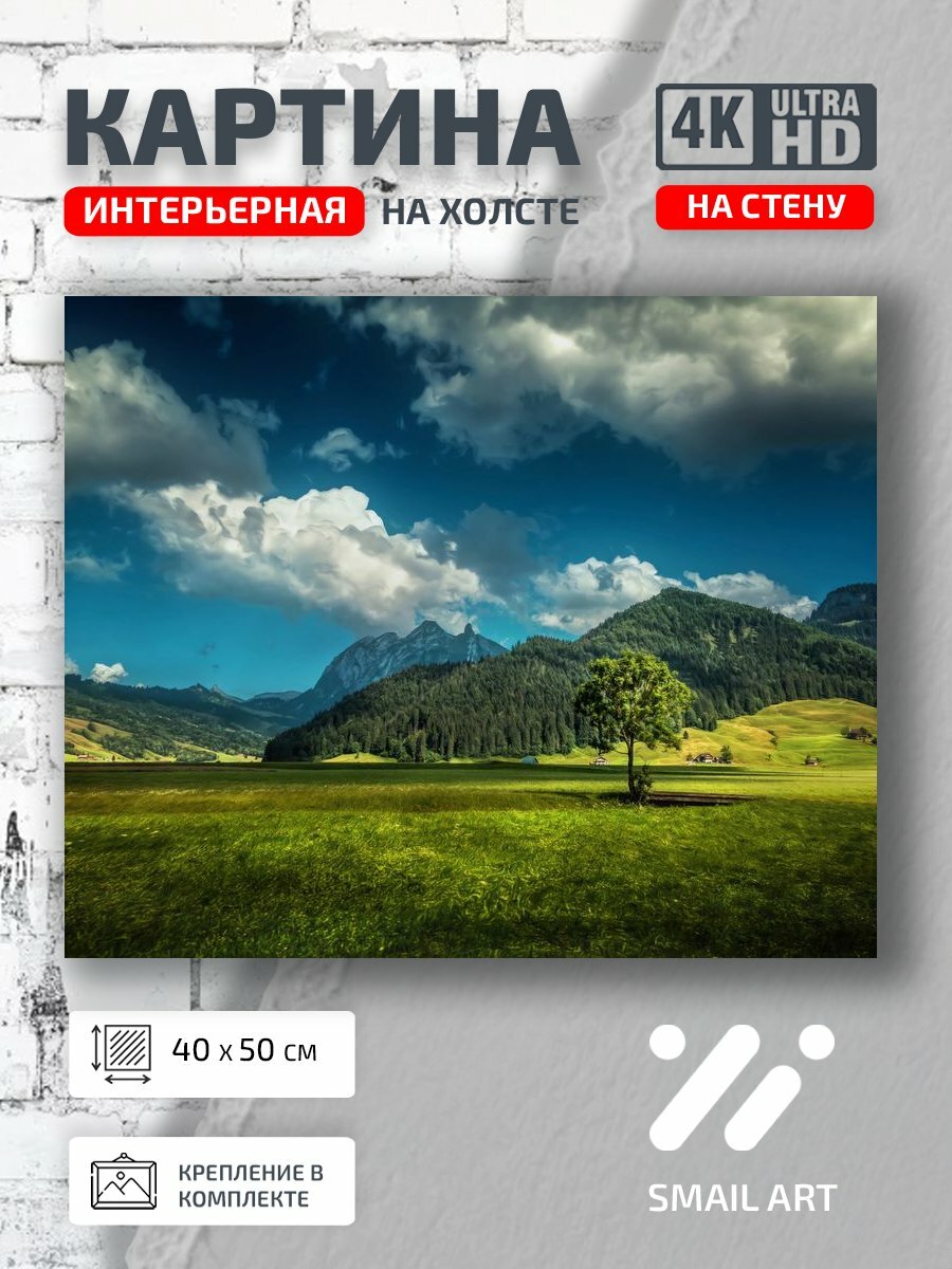 Картина на холсте интерьерная 40 на 50 на стену Облака Landscape для кафе пейзаж интерьер